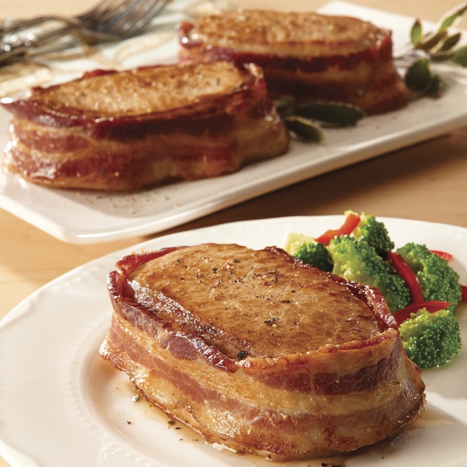 Bacon-Wrapped Pork Loin Chops | Tender Filet